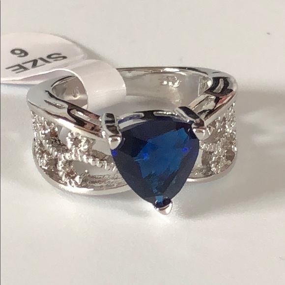 Jewelry | 925 Sterling Silver Plated Blue Sapphire Ring | Poshmark